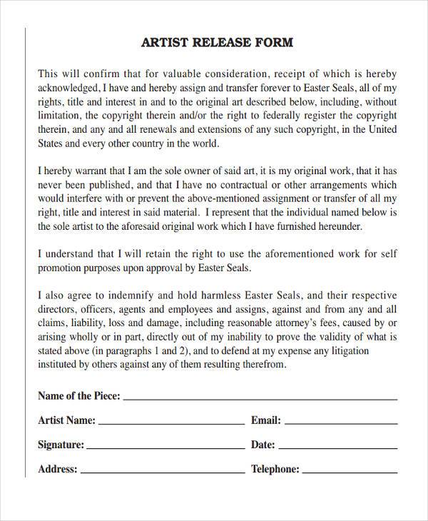 FREE 10+ Artwork Release Forms in PDF | MS Word