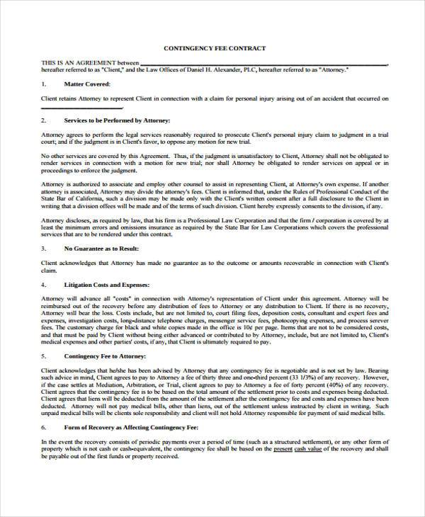 FREE 7+ Sample Contingency Fee Agreement Forms in PDF | MS Word