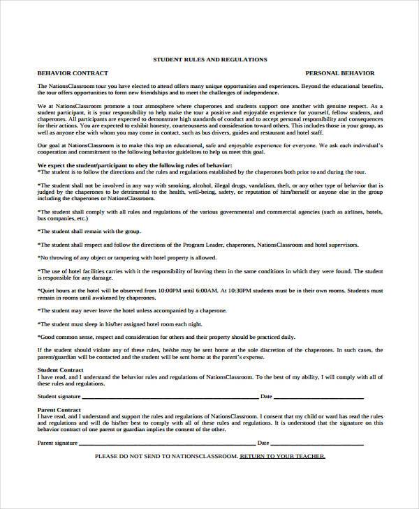 FREE 6+ Sample Behavior Contract Forms in PDF | MS Word