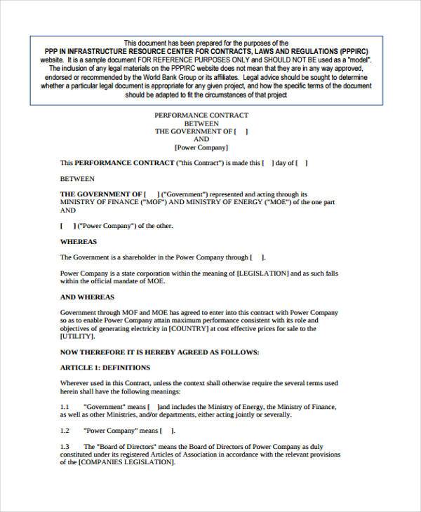 FREE 12+ Performance Contract Form Samples, PDF, MS Word, Google Docs