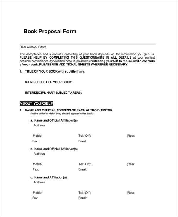 FREE 9 Book Proposals Forms In PDF MS Word FREE 9 Book Proposals Forms In PDF MS Word
