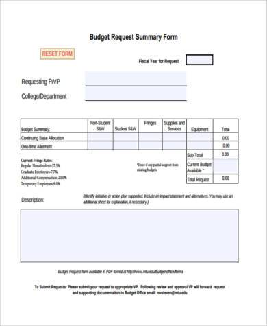 FREE 10+ Sample Budget Request Forms in PDF | MS Word | Excel