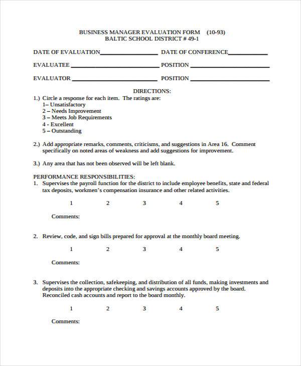 FREE 10+ Business Evaluation Forms in PDF | MS Word
