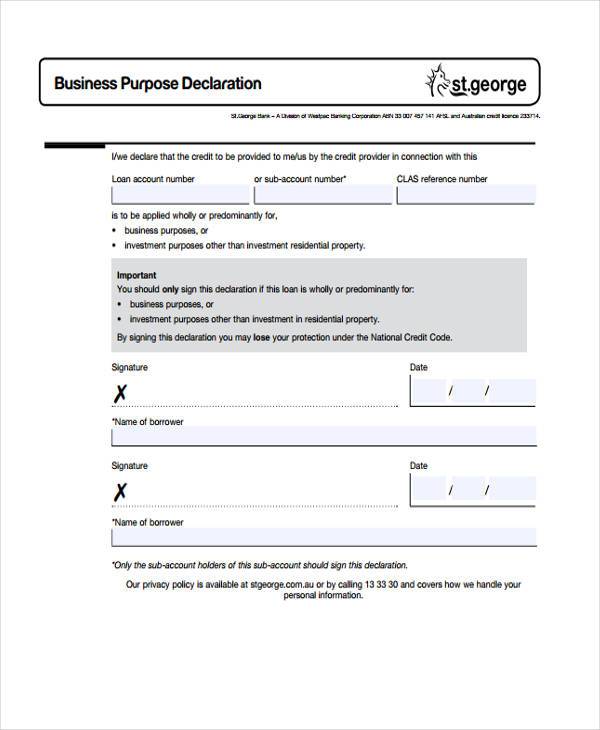FREE 12+ Business Declaration Form Samples, PDF, MS Word, Google Docs ...
