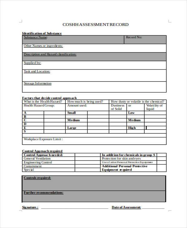 FREE 11+ COSHH Assessment Form Samples, PDF, MS Word, Google Docs