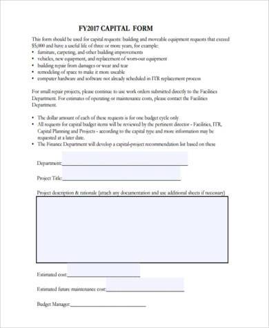 FREE 8+ Sample Capital Budget Forms in PDF | MS Word