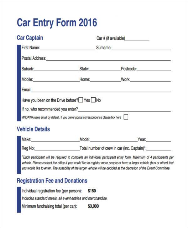 FREE 14+ Car Registration Form Samples, PDF, MS Word, Google Docs
