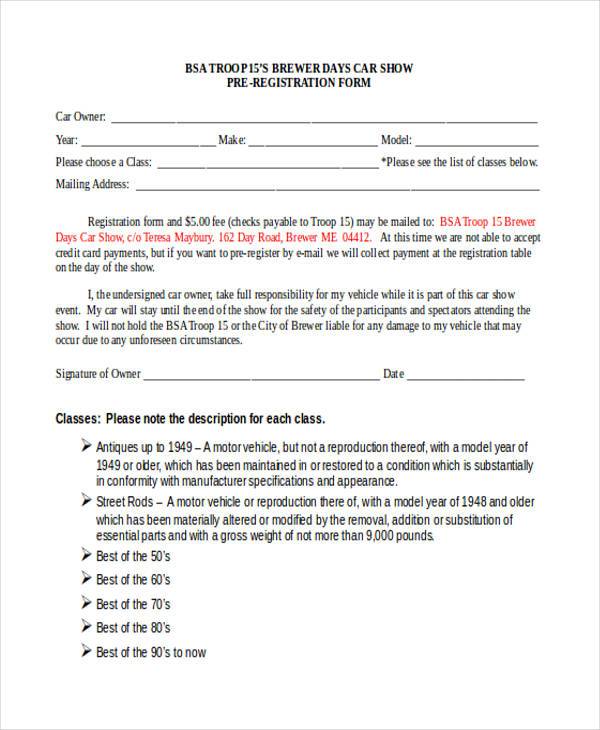 FREE 14+ Car Registration Form Samples, PDF, MS Word, Google Docs
