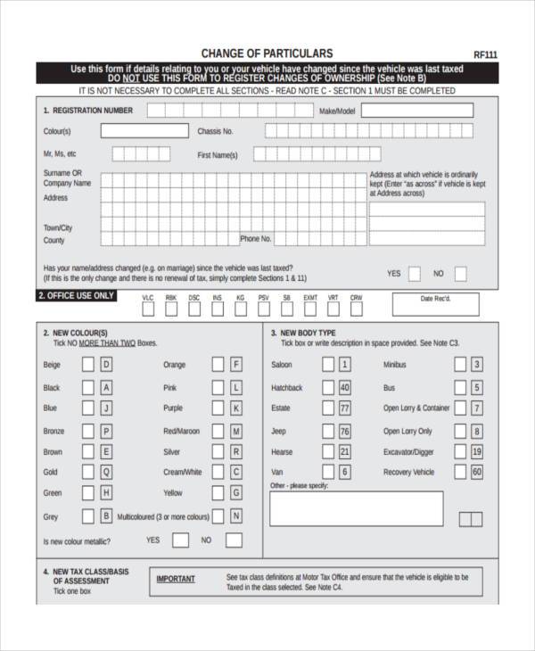 FREE 14+ Car Registration Form Samples, PDF, MS Word, Google Docs
