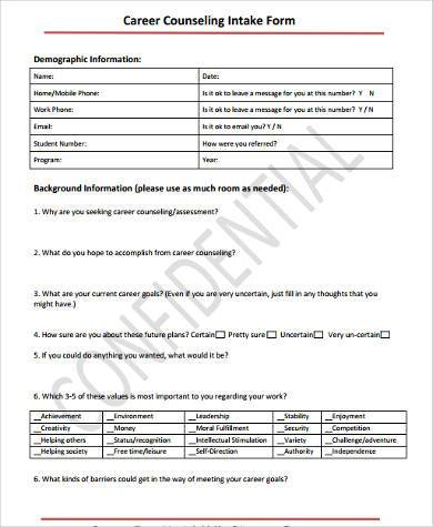 FREE 13+ Counseling Intake Form Samples, PDF, MS Word, Google Docs