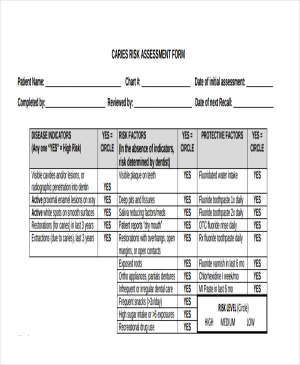FREE 7+ Sample Caries Risk Assessment Forms in PDF | MS Word