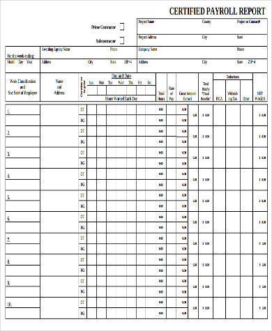 FREE 9+ Sample Certified Payroll Forms in MS Word | PDF | Excel