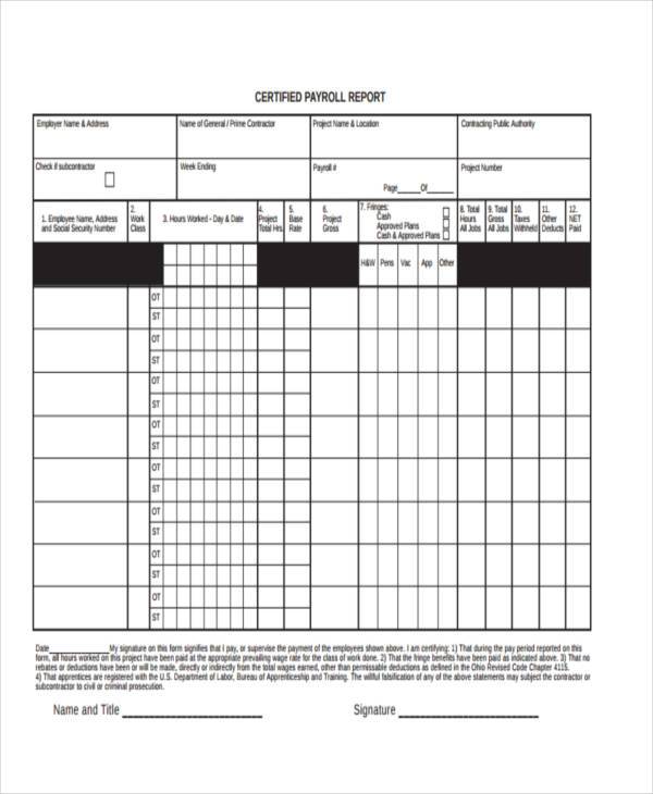 FREE 7+ Sample Payroll Reporting Forms in PDF | MS Word