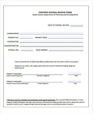 FREE 9+ Sample Certified Payroll Forms in MS Word | PDF | Excel