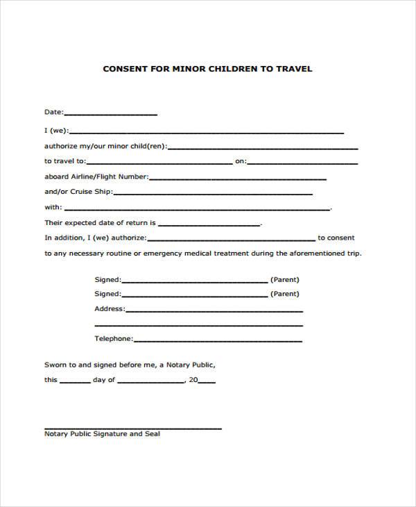 FREE 8+ Travel Consent Forms in PDF | MS Word