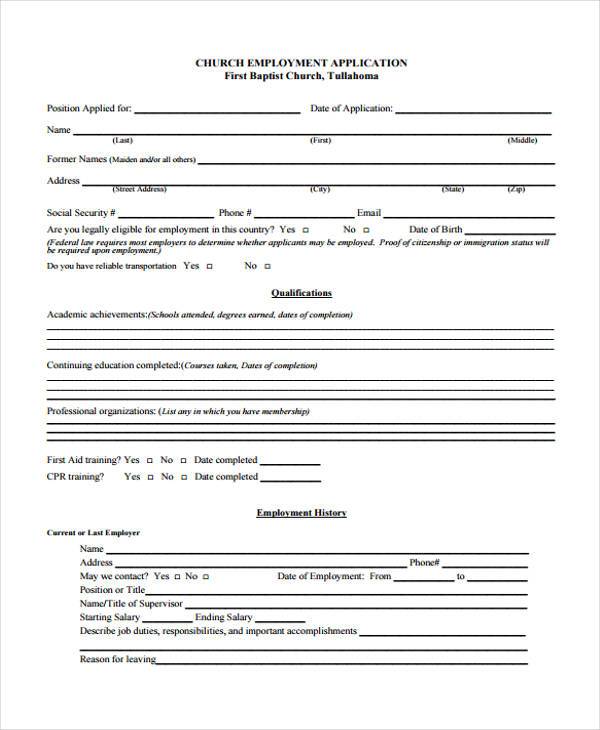 FREE 53+ Employment Form Samples, PDF, MS Word, Google Docs, Excel