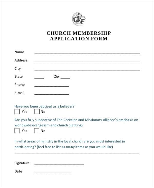Free Printable Church Membership Forms Printable Forms Free Online