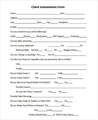 FREE 9+ Client Assessment Form Samples in PDF | MS Word