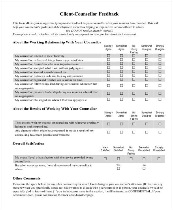 FREE 8 Sample Client Feedback Forms In PDF MS Word Excel