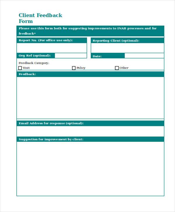 FREE 8+ Sample Client Feedback Forms in PDF | MS Word | Excel