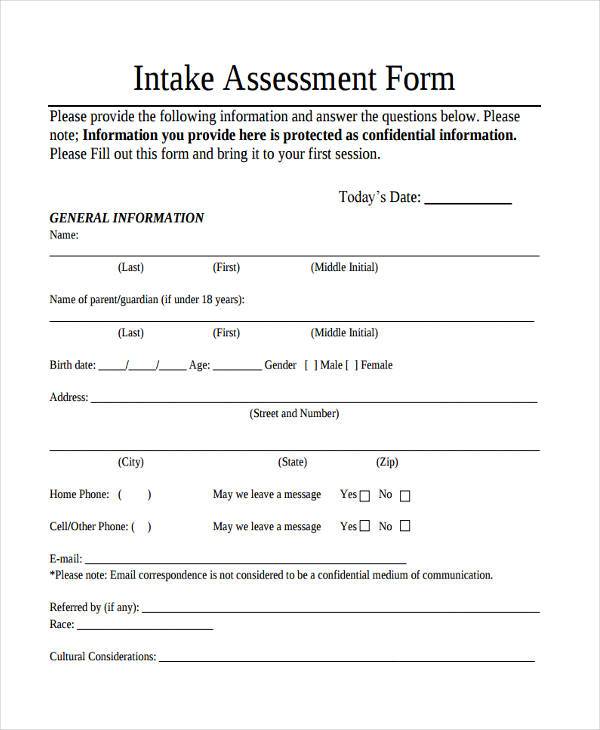 FREE 8+ Client Assessment Forms in PDF | MS Word