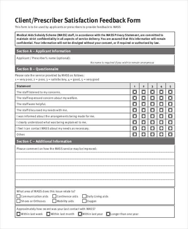FREE 8+ Sample Client Feedback Forms in PDF | MS Word | Excel