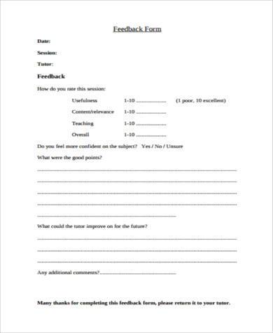 FREE 12+ Teaching Feedback Form Samples, PDF, MS Word, Google Docs