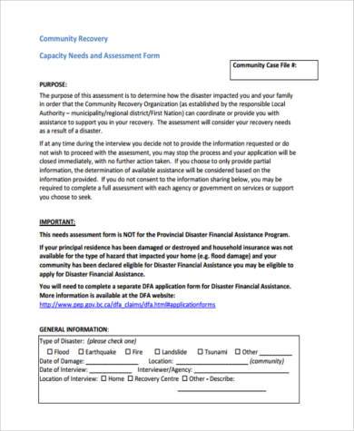 FREE 9+ Sample Community Assessment Forms in PDF | MS Word | Excel
