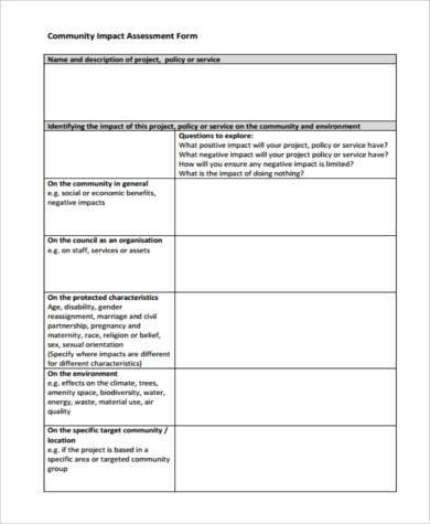 FREE 9+ Sample Community Assessment Forms in PDF | MS Word | Excel