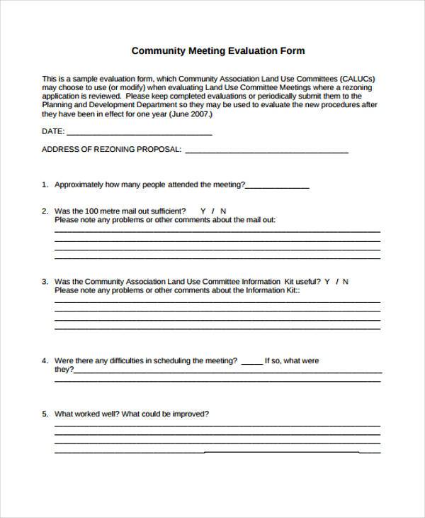 FREE 8+ Meeting Evaluation Forms in PDF | MS Word