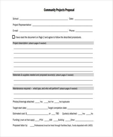 FREE 7+ Sample Community Proposal Forms in PDF | MS Word