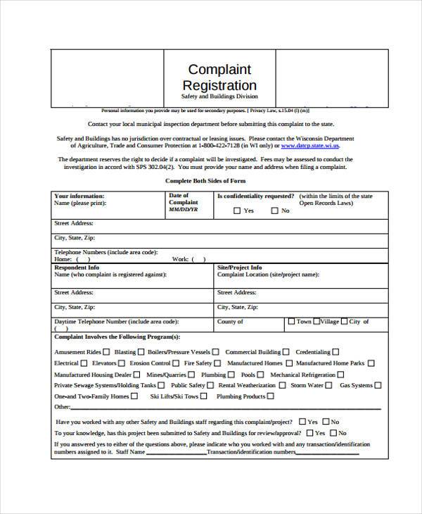 FREE 8+ Complaint Register Forms in PDF | MS Word