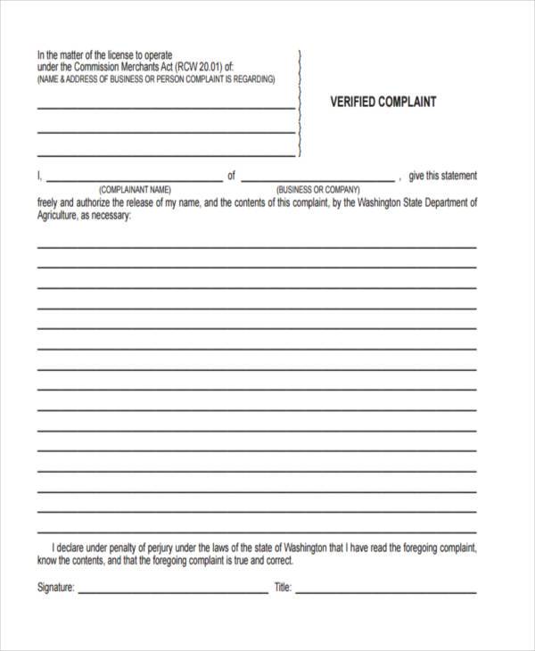 FREE 8+ Complaint Verification Forms in PDF | MS Word
