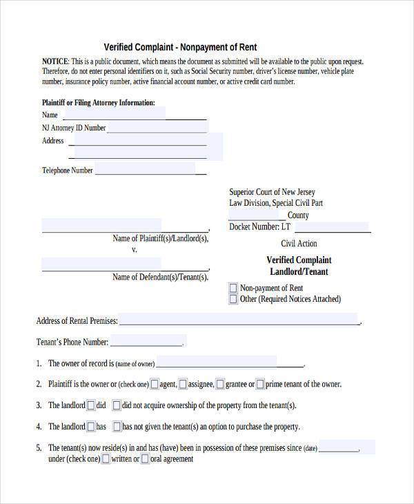 FREE 8+ Complaint Verification Forms in PDF | MS Word