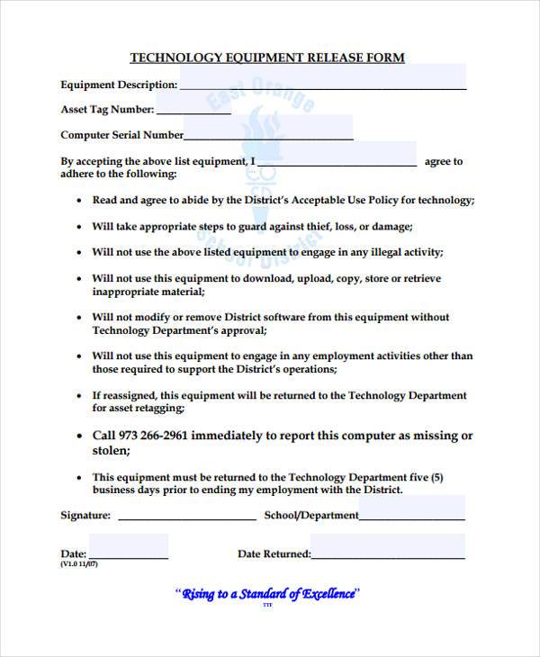 FREE 10+ Equipment Release Forms in PDF