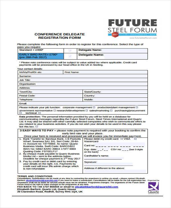 FREE 10+ Conference Registration Forms in PDF | MS Word | Excel