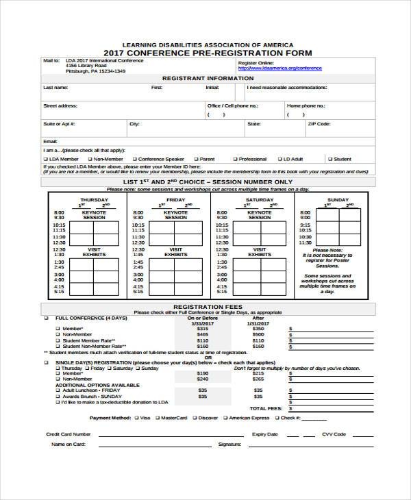 FREE 10+ Conference Registration Forms in PDF | MS Word | Excel