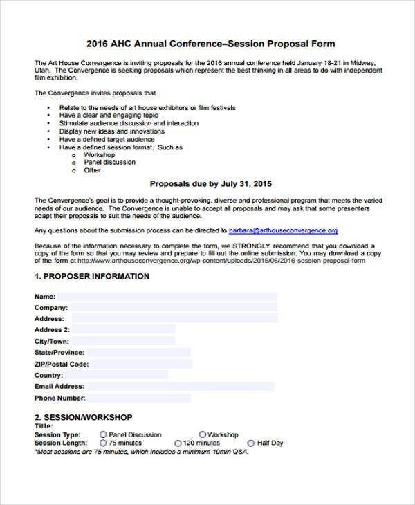 FREE 9+ Conference Proposal Forms in PDF | MS Word