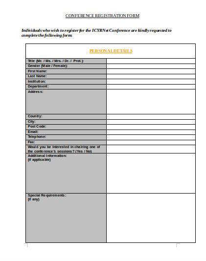 FREE 24+ Conference Registration Forms in PDF | Excel | MS Word