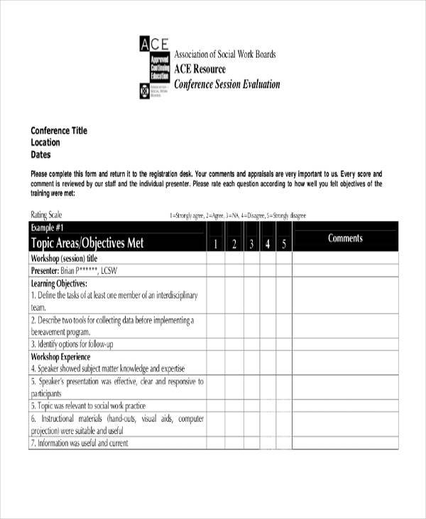 FREE 9 Conference Evaluation Forms In MS Word PDF Excel