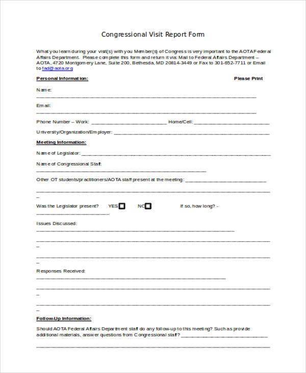 FREE 13+ Visit Report Form Samples, PDF, MS Word Google Docs