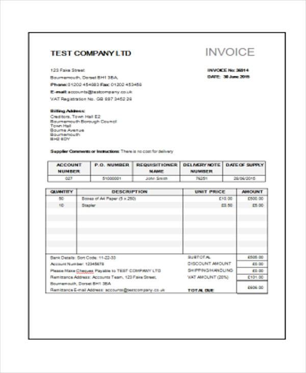 FREE 9+ Sample Construction Invoice Forms in PDF | MS Word | Excel