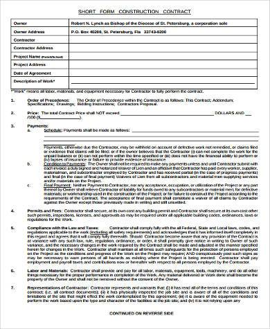 FREE 7+ Sample Construction Short Forms in PDF | MS Word
