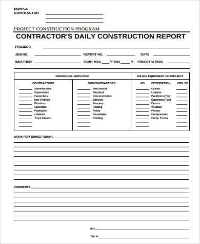 FREE 15+ Construction Report Form Samples, PDF, MS Word, Google Docs, Pages