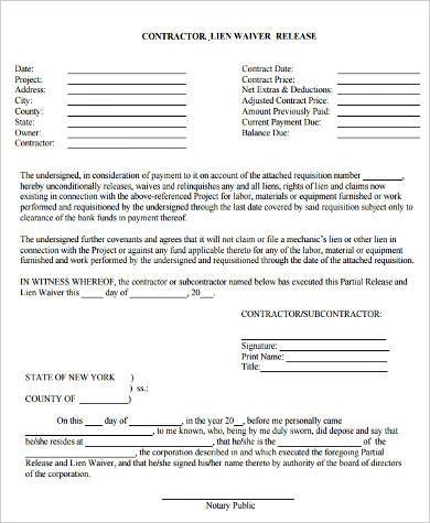 FREE 8+ Sample Construction Release Forms in PDF | MS Word