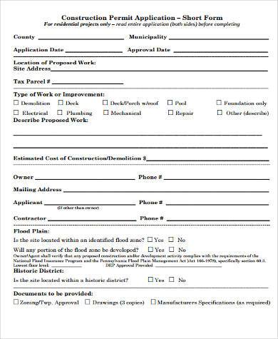 FREE 7+ Sample Construction Short Forms in PDF | MS Word