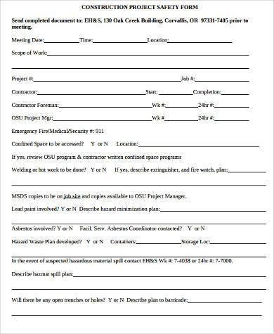 FREE 13+ Construction Safety Form Samples, PDF, MS Word, Google Docs