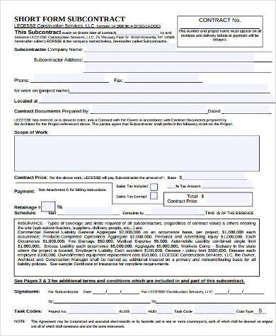 FREE 7+ Sample Construction Short Forms in PDF | MS Word