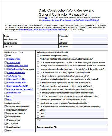 FREE 8+ Sample Construction Release Forms in PDF | MS Word