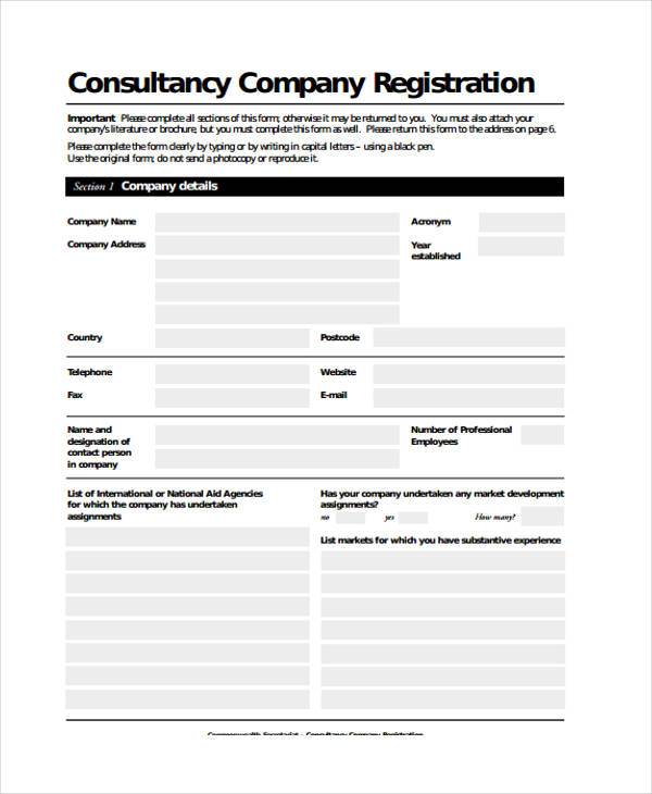 FREE 11+ Company Registration Form Samples, PDF, MS Word, Google Docs